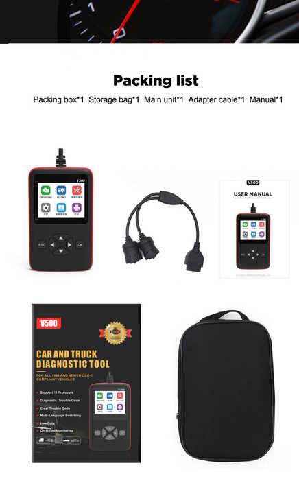 OEM Factory V500 Obd2 Truck Car OBD Scanner Car Multibrand Scanner Diagnostic Tool OBD 2 Auto ...