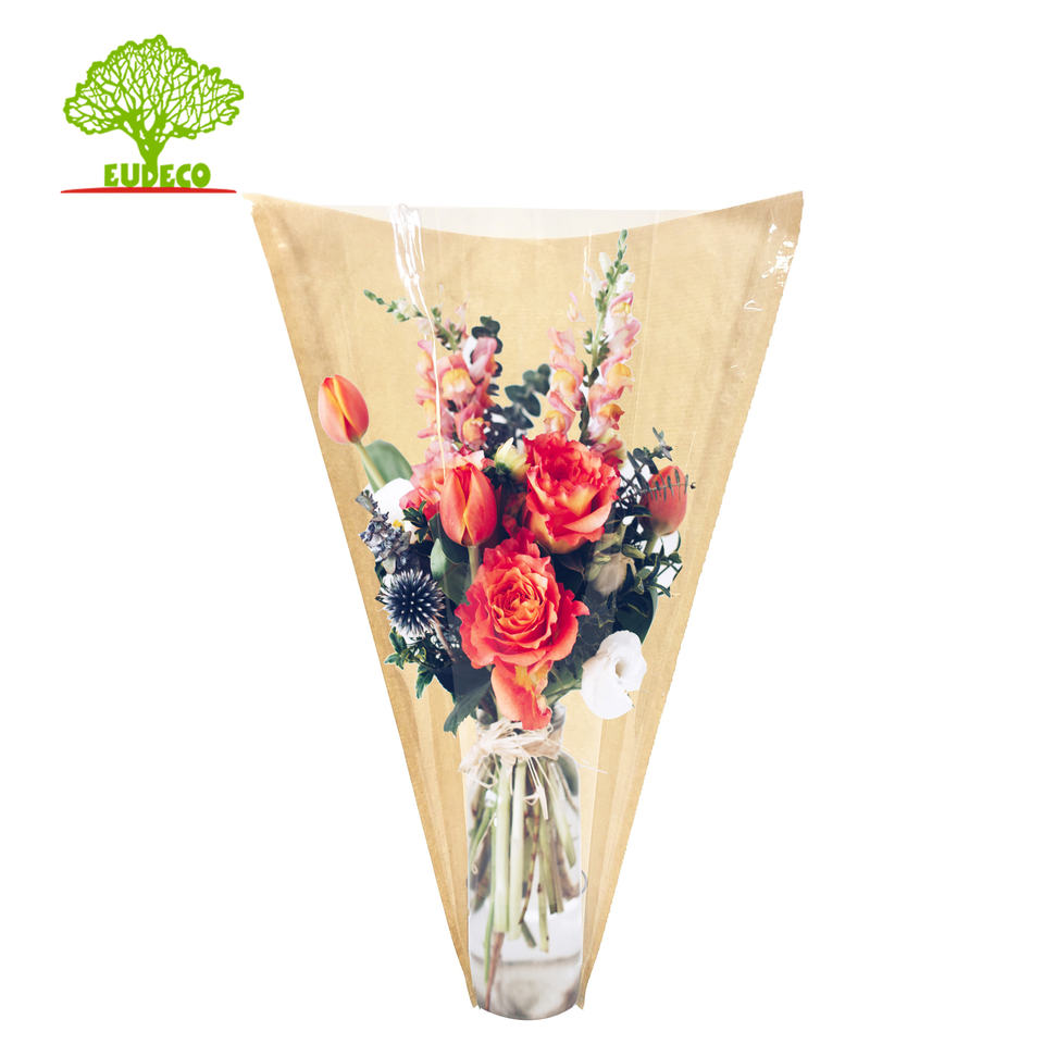 Biodegradable Flower Wrapping Film Plastic Bags Kraft+BOPP Collar Wrap ...