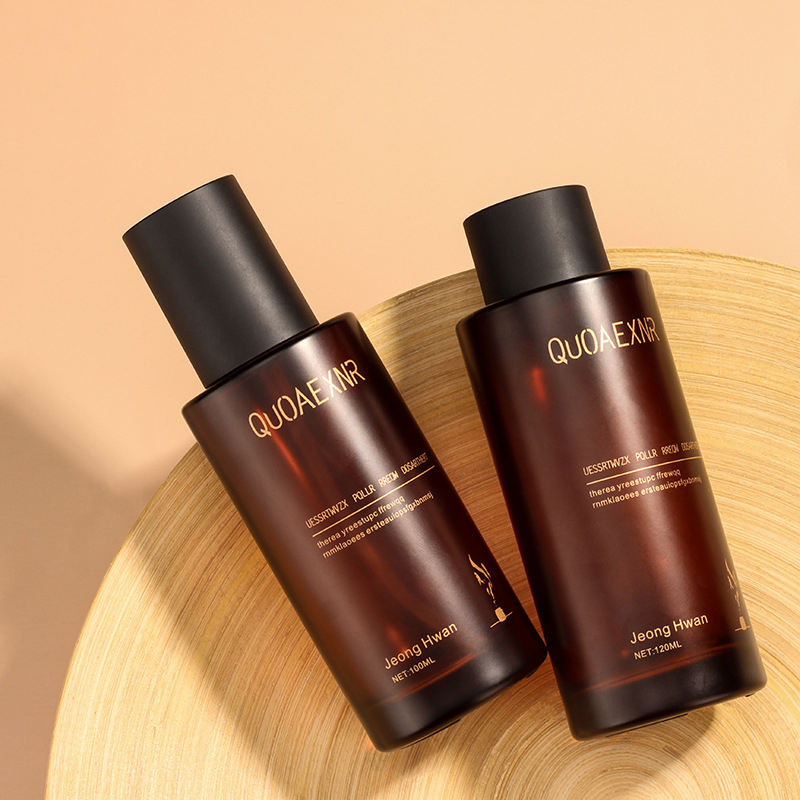 Custom Logo Amber Frosted Cosmetic Packaging Set 30ml-120ml