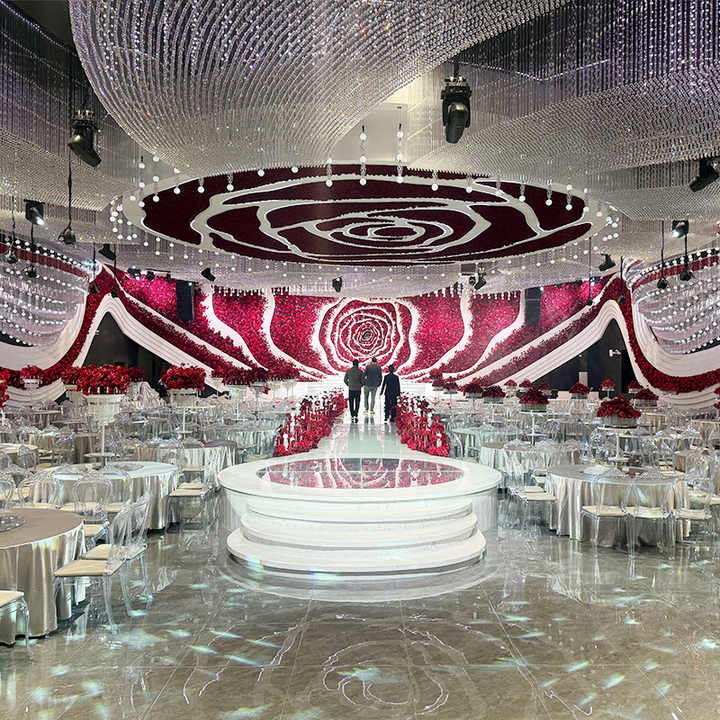 Modern Indoor Wedding Lobby Festive Ceiling Decoration Luxury Rose ...