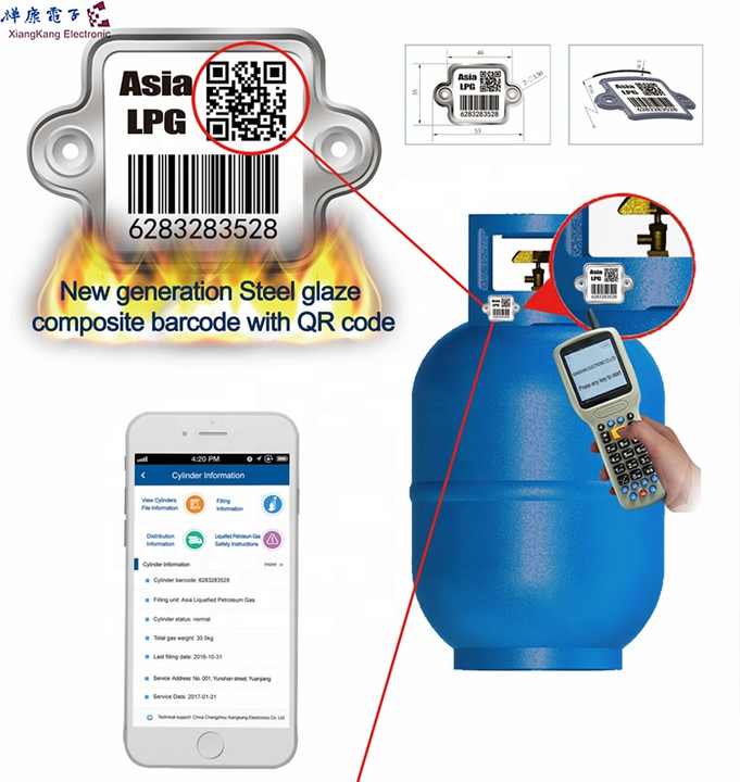 Durable Permanent Cylinder Barcode QR Code One-dimensional Code Tag ...