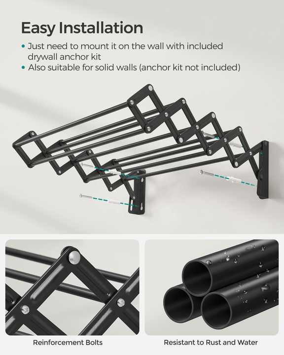 SONGMICS Wall Mounted Clothesline - Durable & Versatile