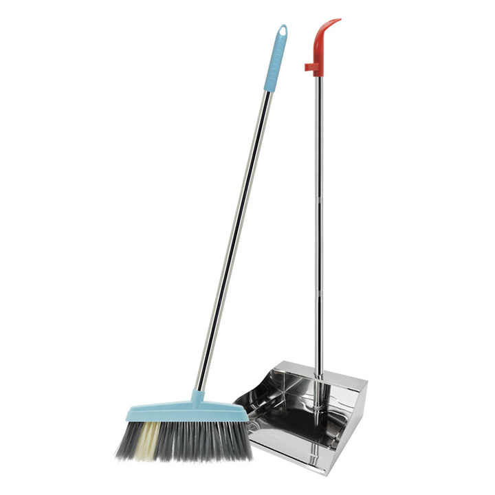 Household Square Stainless Steel Dustpan Broom Set Plastic Broom Head ...