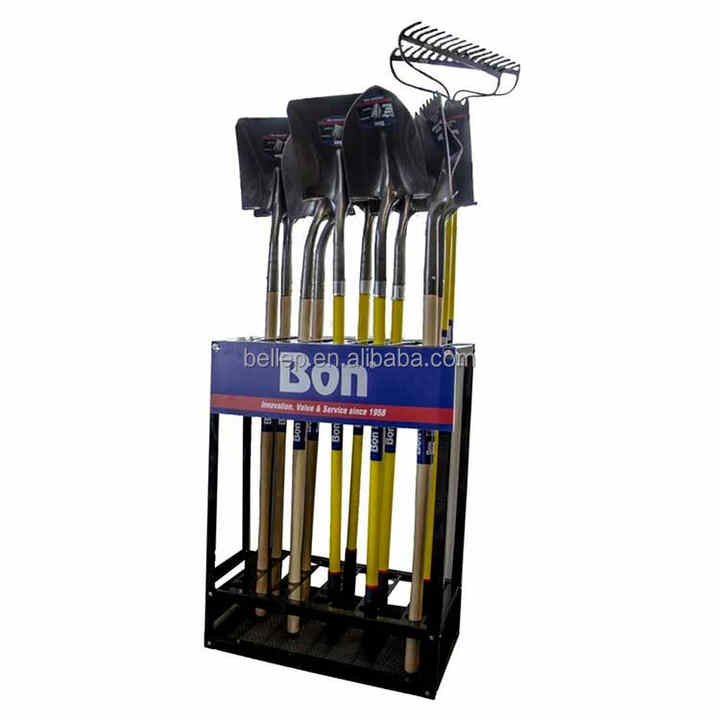 Modern Retail POS Stand - Floor Metal Shovel Display Rack with Wheel