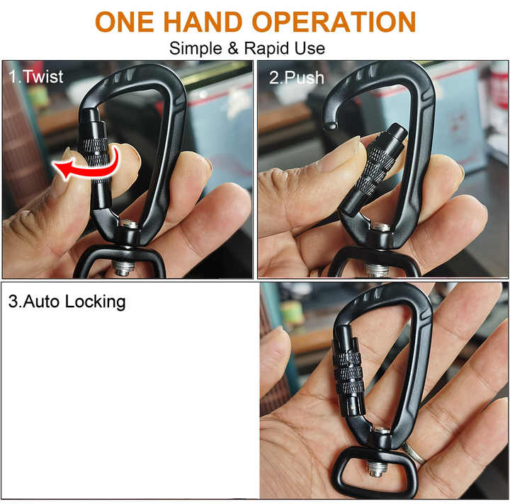 2023 Multifunctional D-Type Swivel Locking Carabiner, Rotating ...