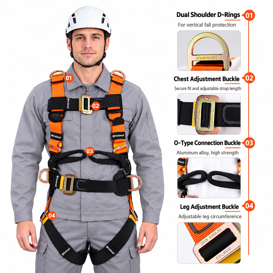Golmud GDZ5599 5 Point Full Body Safety Harness with Waist Belt Side D ...