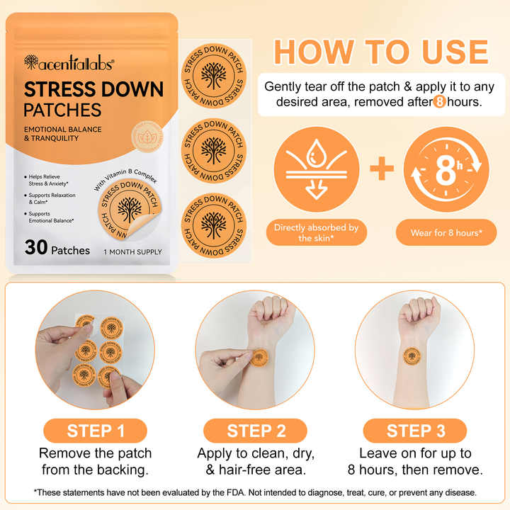 Acentiallabs 30 Count Stress Down Transdermal Wellness Patches ...