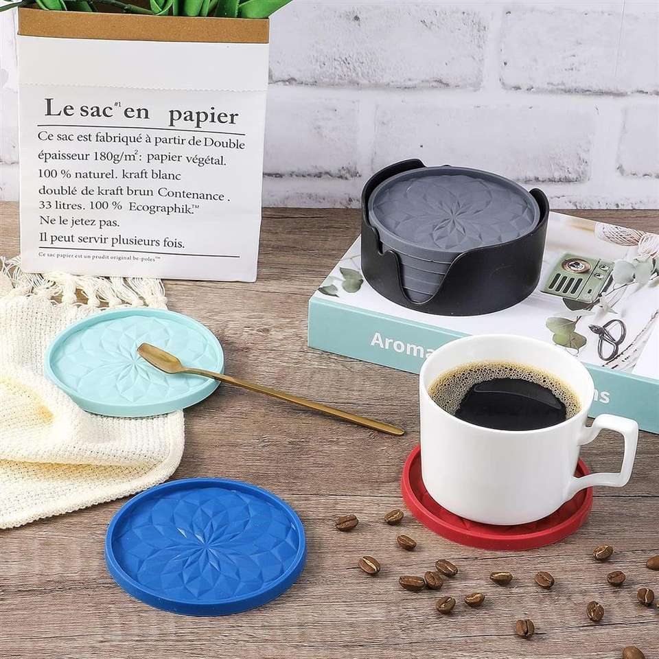 Silicone Coasters for Drinks[4 Pack]- Cup Mat for Tabletop Protection ...