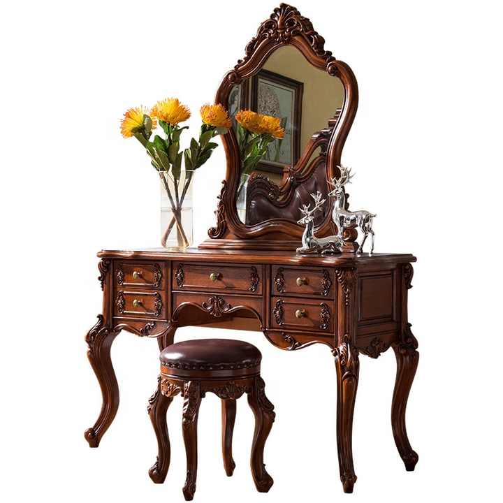 2024 European Dressing Table with Mirror & Drawers - Bedroom Vanity ...