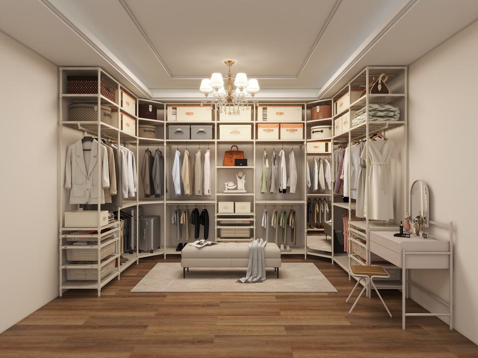 Open-style Wardrobe, Bedroom Cloakroom, Assembled Shelves, Floor ...