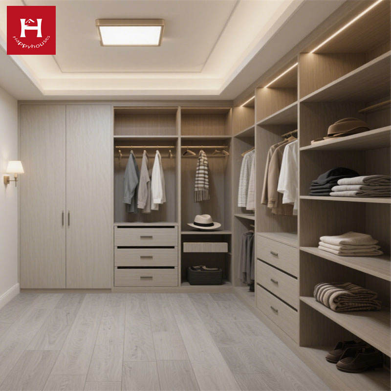 HappyHouses Latest Modern Wooden Walk-in Closet Wardrobe Set with ...