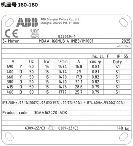 ABB Brand Low Voltage High-Performance Process Aluminum Shell Motors ...