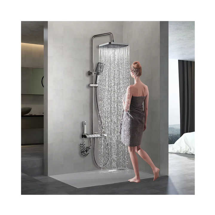 Modern Smart Digital Black Gun Gray Piano Shower Set 4 Functions