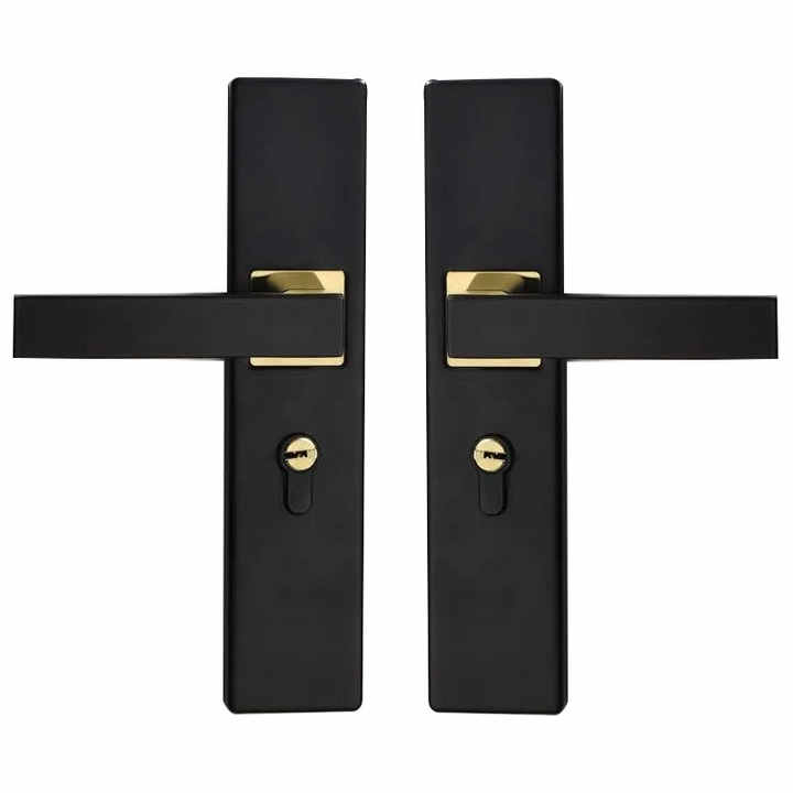 Black Indoor Solid Wood Door Lock Bedroom Simple Separate Lock Silent ...