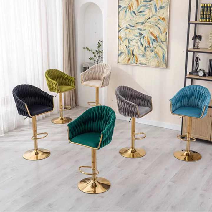 Modern Luxury Velvet Bar Stools with Back & Footrest Counter Height ...