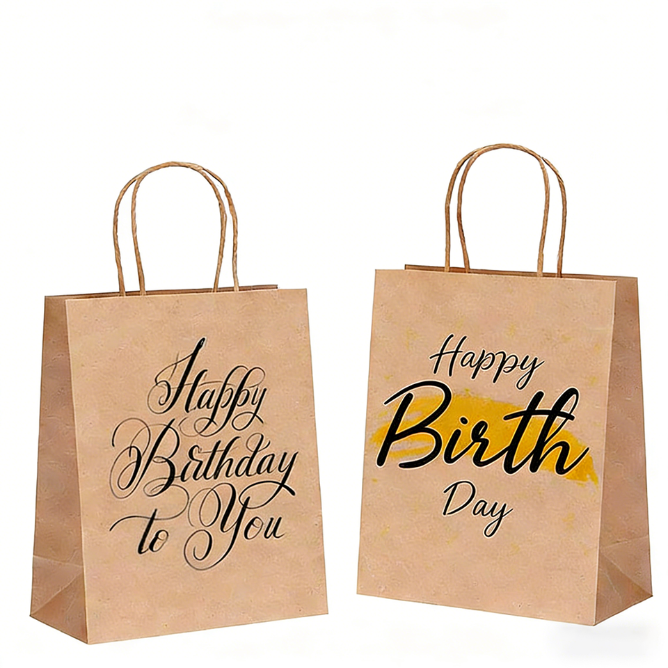 Wholesale "Happy Birthday" Kraft Gift Paper Bag Twisted Handle Birthday ...