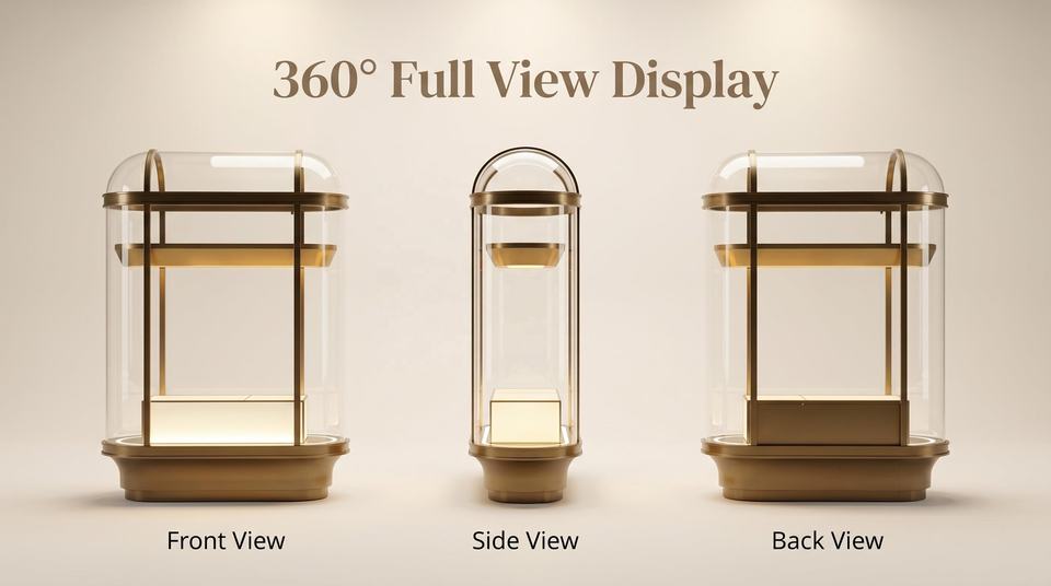 Retro Curved Glass Pastry Display Case 3-Tier Warm LED Countertop ...