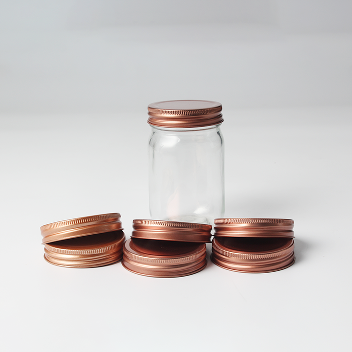 380ml /500ml clear Glass Mason Jar with Cooper Color/rose Gold Metal ...