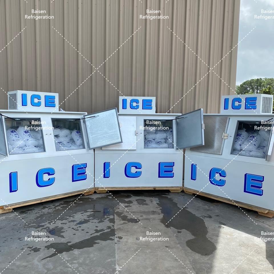 200 Bags Capacity Double Slant Door Bags Ice Cube Merchandiser Freezer ...