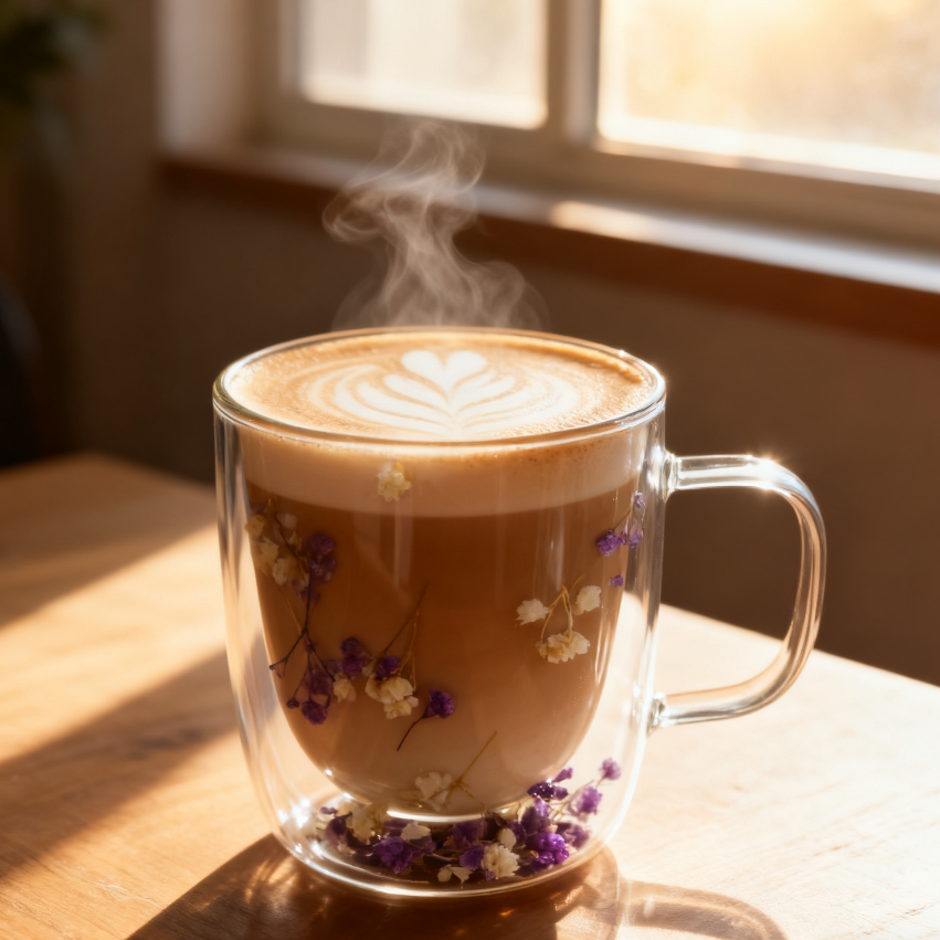 250ml 8OZ Heat Resistance Glass Coffee Cup with Dry Flower High ...