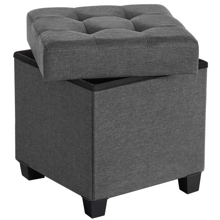SONGMICS Cheap Stool with Storage Space - Foldable Ottoman