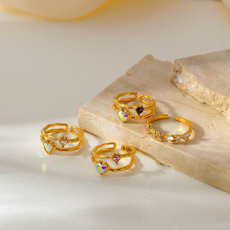 Minimalist Stainless Steel Zircon Jewelry Fashion 18k Gold Plated ...