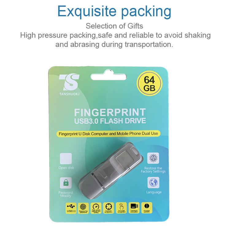 MOQ 1 PC 128gb 256gb 512gb Black Silver Metal Pen Drive Fingerprint ...