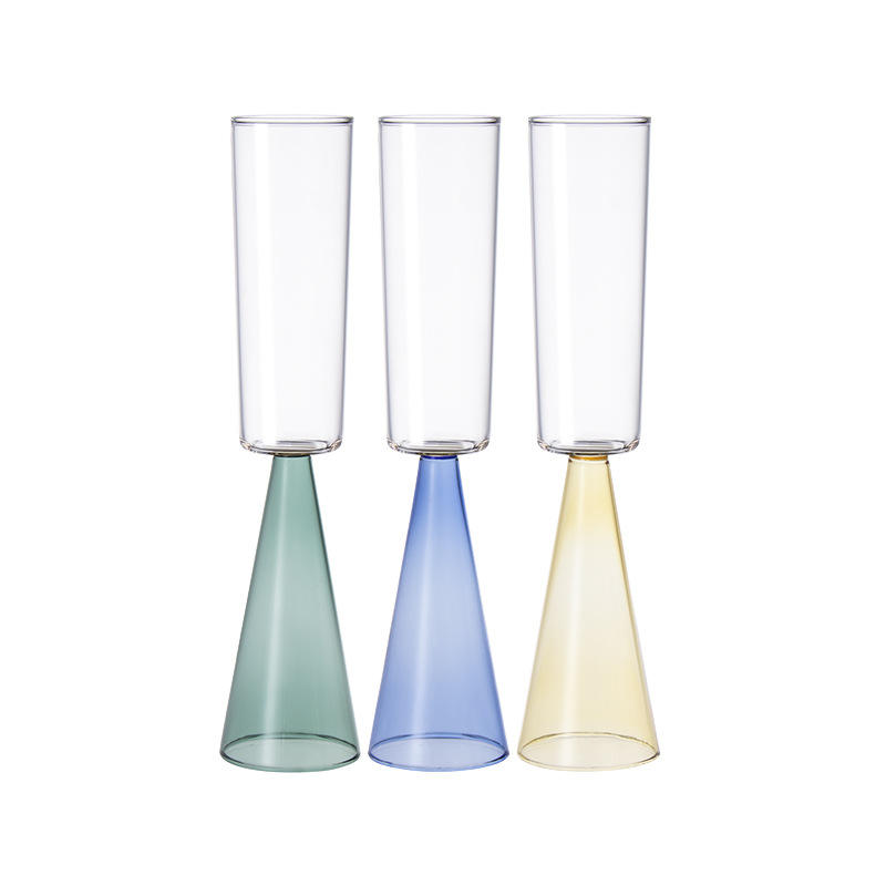 Creative Conical Base Solid Color Borosilicate champagne Glass Flutes ...
