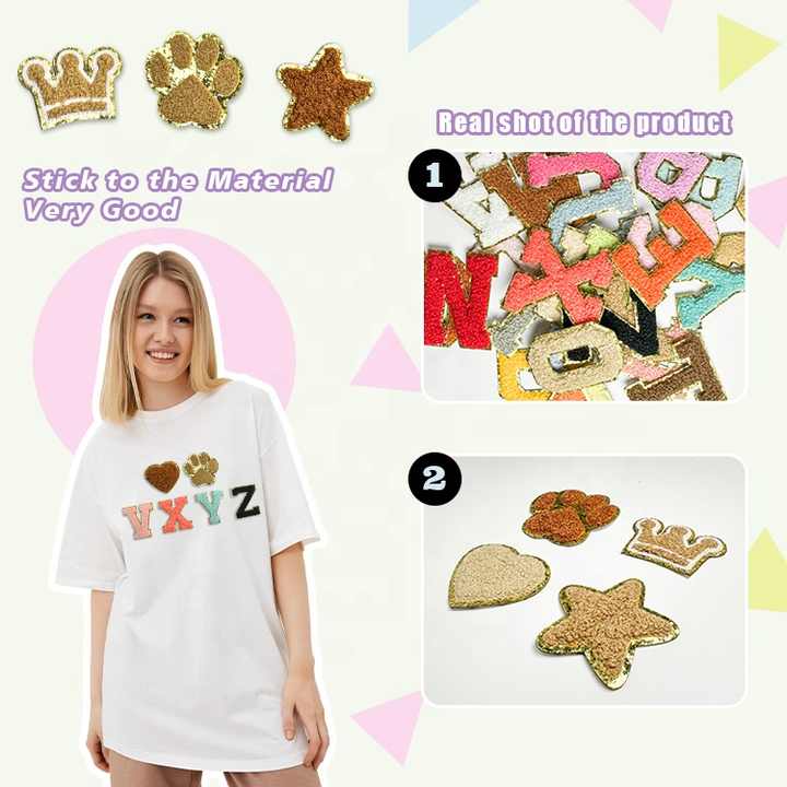 Chenille Letter Patches for DIY, Fuzzy Cute Varsity Patches Embroidery ...