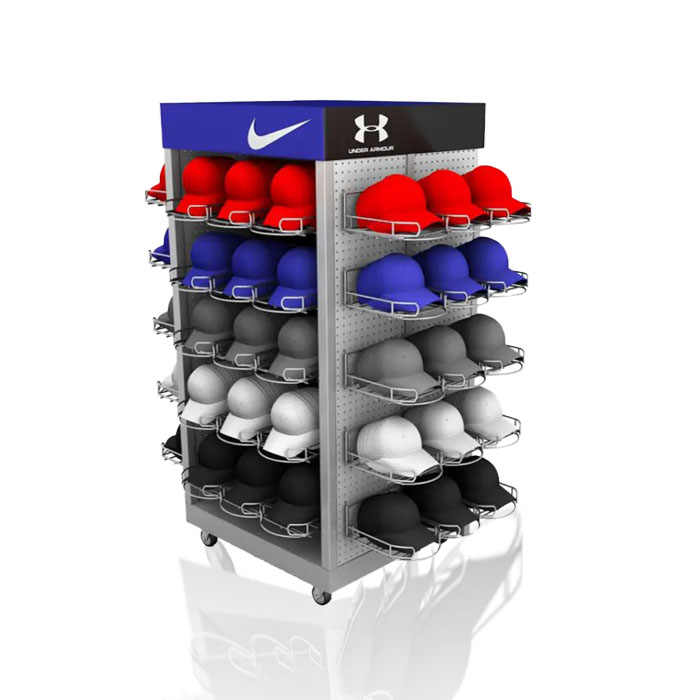 Retail Metal Frame Floor Display Stand Baseball Cowboy Cap Hat Display ...