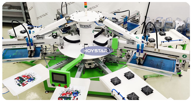 HOYSTAR Automatic 4 Color Screen Printing Machine T Shirt Printing ...