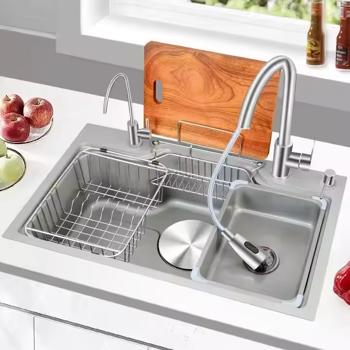 Modern Honey Comb Decor Waterfall Smart Kitchen Sink Single Bowl ...