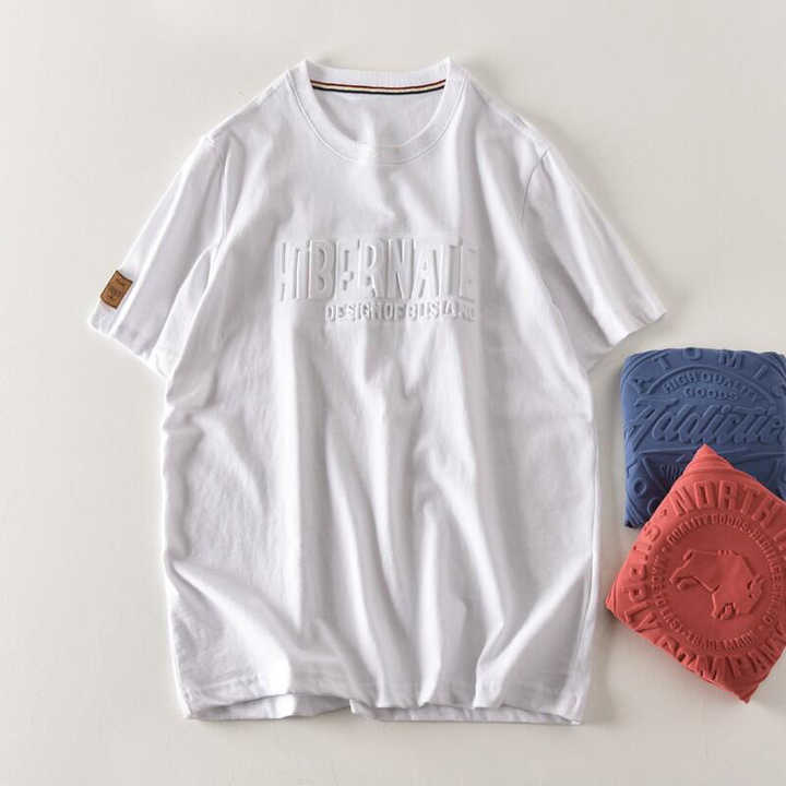 OEM Premium Cotton Drop Shoulder Embossed Tshirt Men Custom 3D Emboss ...