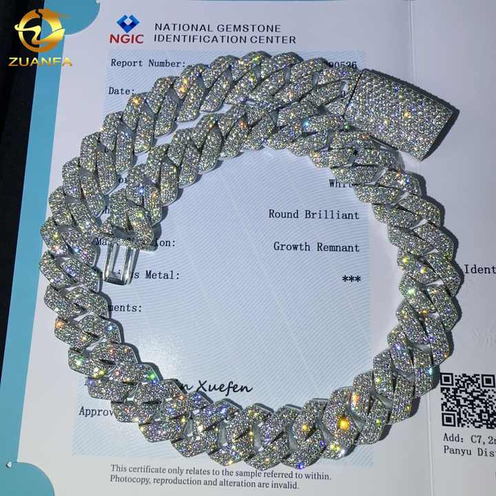20MM Width Real Lab Diamond HPHT Iced Out Diamond Hip Hop Cuban Link ...