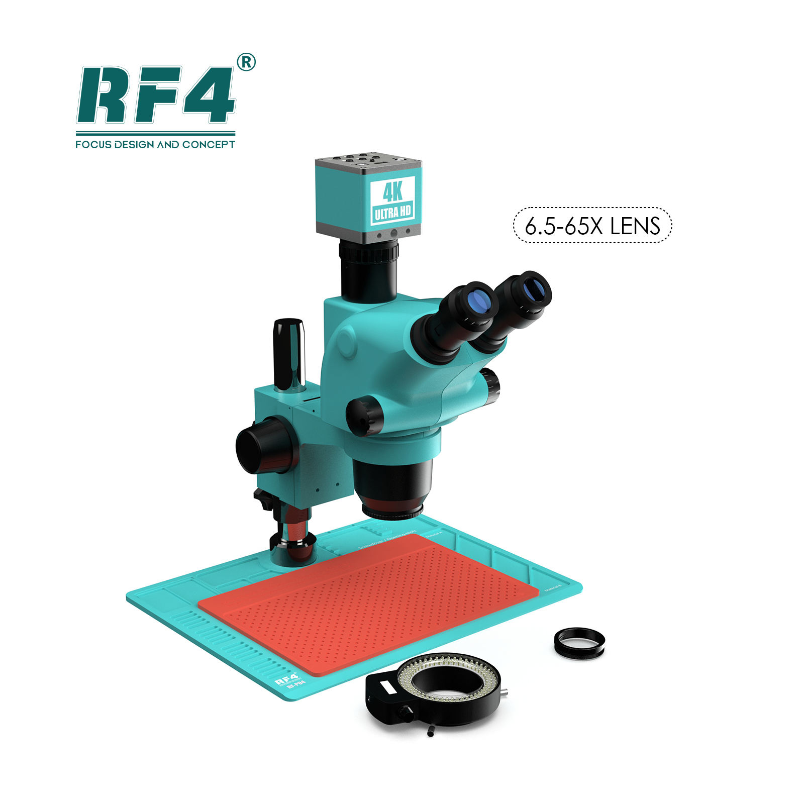 RF4 4K HD Camera 6.5-65X Electronic Repair Trinocular Microscope with ...