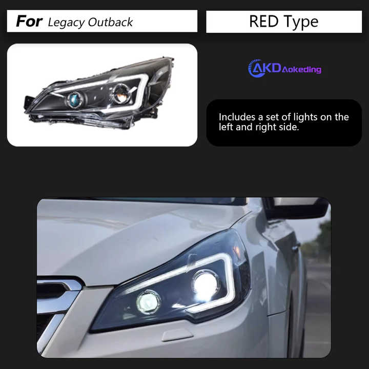 AKD Head Lamp for Subaru Legacy LED Headlight 2010 2015 Headlights Outback DRL Turn Signal High