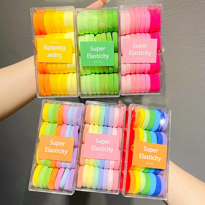 KUACHI Wholesale Box High Elastic Kids Hair Ties Rubber Band Custom ...