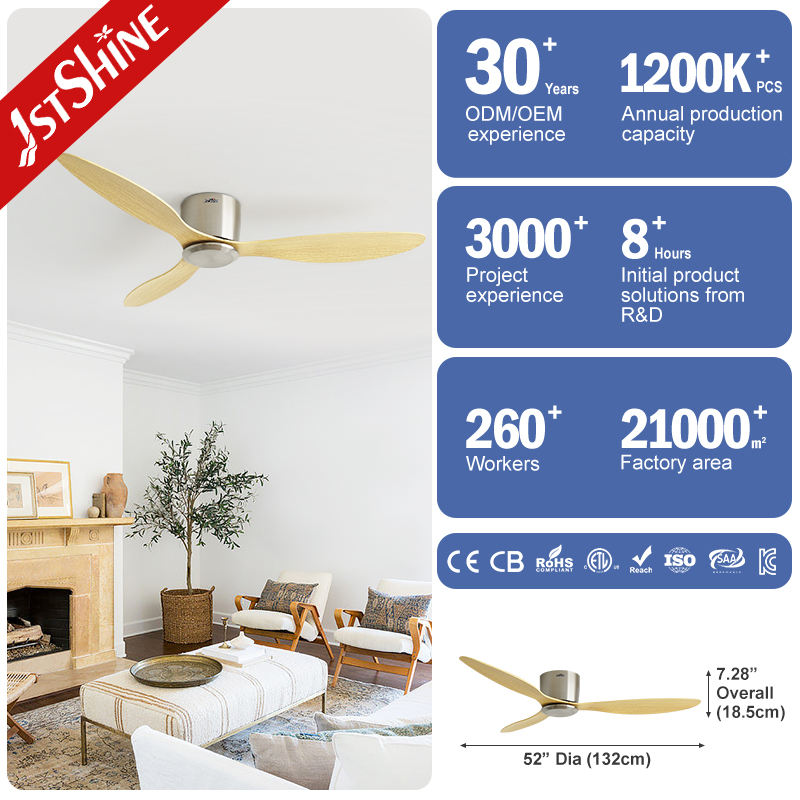 1stshine Ceiling Fan - 52 Inches Wood Grain Plastic Blades