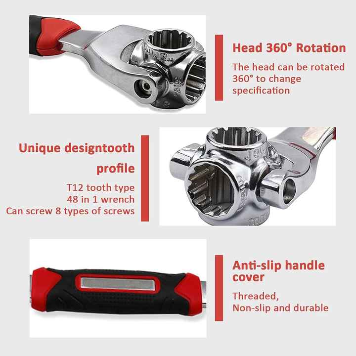 48 in 1 Adjustable Alloy Socket Wrench Set 360 Degree Rotating Head OEM ...