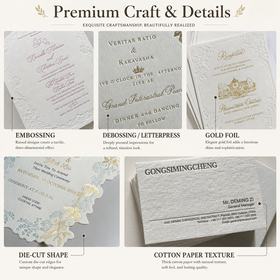 Custom Wedding Invitation Cards Art Paper Tropical Floral Design ...