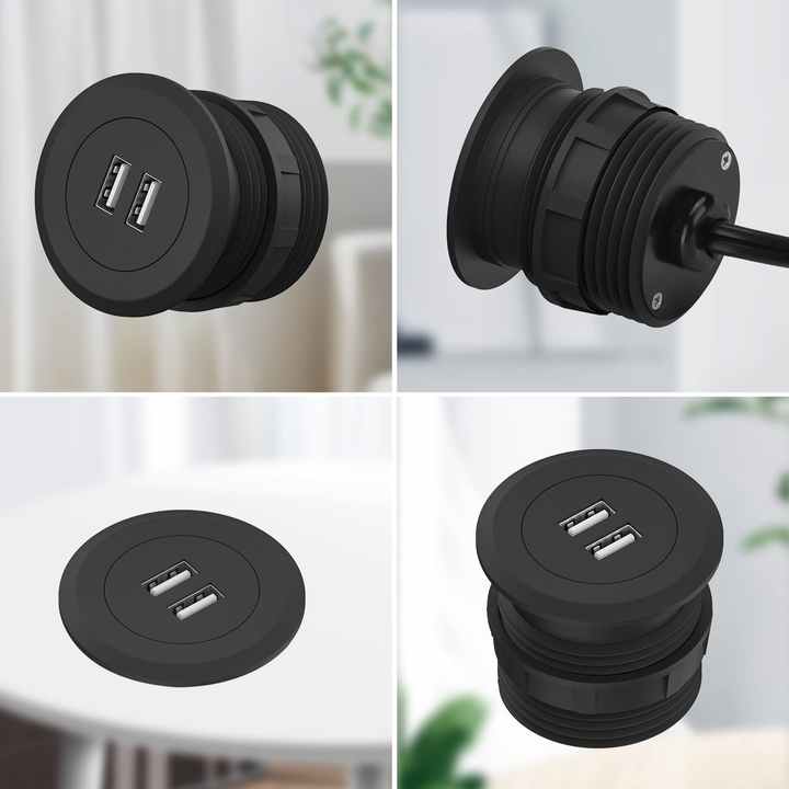 Multi Portable Black Kistukinis Lizdas Mini Desk Power Grommet Outlet 2 ...