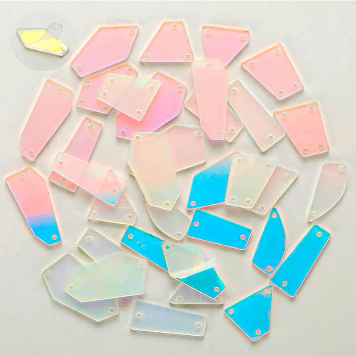 Flat Back Acrylic Mirror Finish Sew on Rhinestones Holes Garment ...