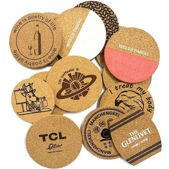 Custom Round Square Cork Coasters with Customized Printed Logo Design ...