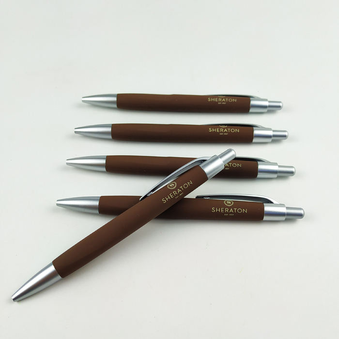 Hotel Branded Rubber Coated Retractable Ballpoint Pen Custom ...