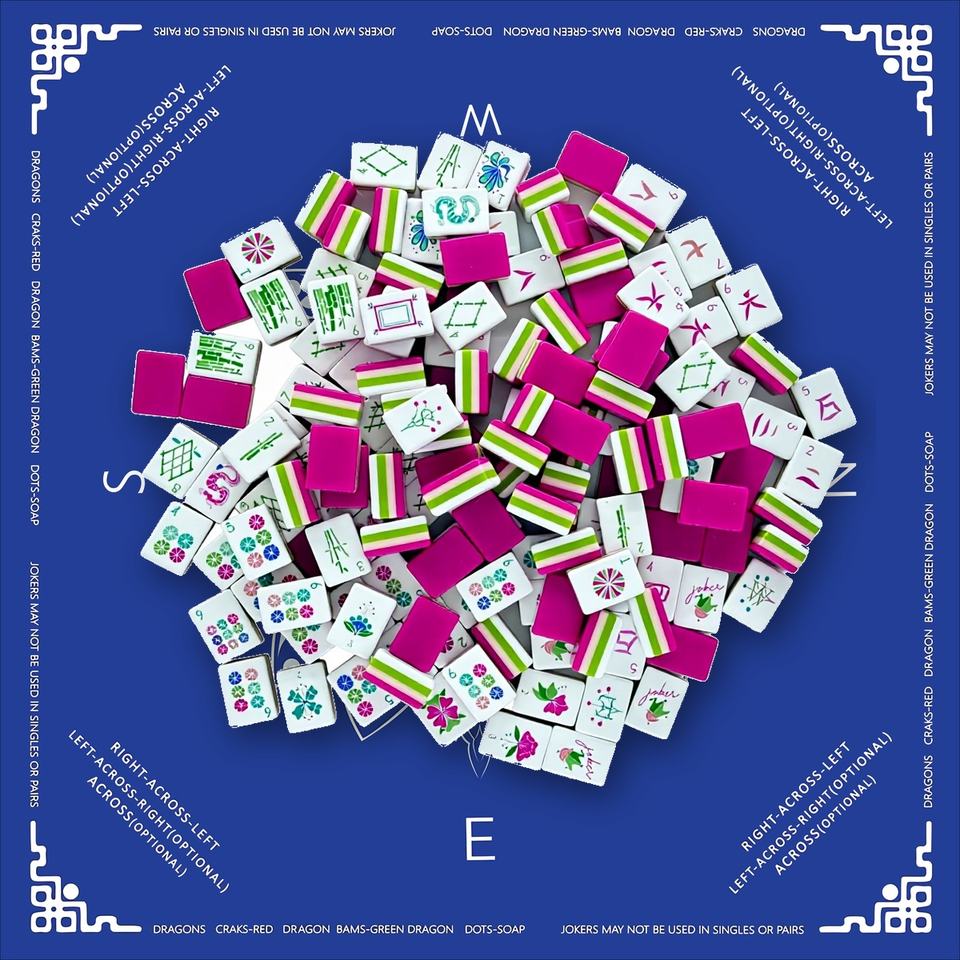 American Mahjong Tiles 160PCS with Mat, 32mm 4-Layer Pink Green Acrylic ...