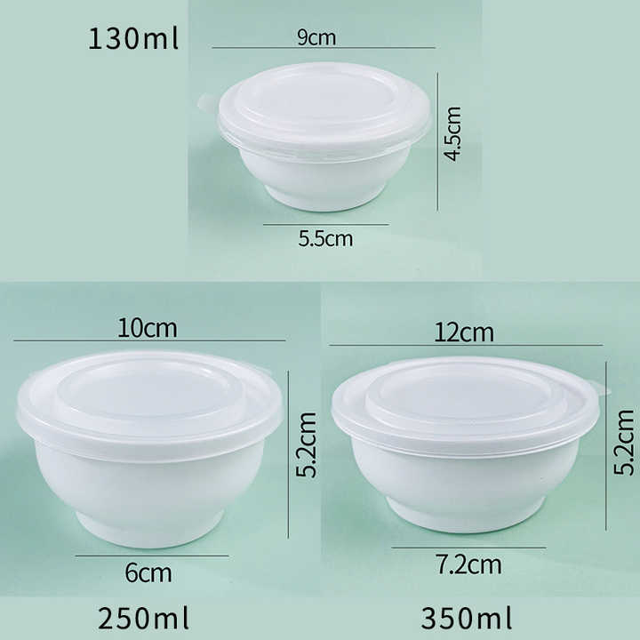 Round Plastic Soup Bowls 130 - 350ml Disposable Lunch Boxes With Lids ...