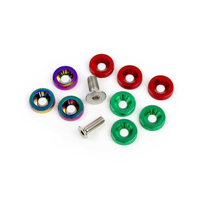 M6 Multiple Color Aluminum Anodized JDM Fender Washers With Screws ...