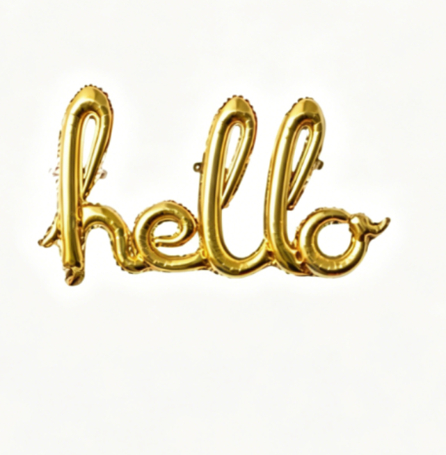 Hello Cursive Letter Foil Balloon Gold Silver Rose Gold Curved Alphabet ...