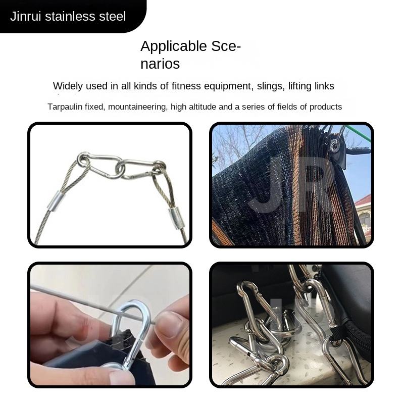 304 Stainless Steel Spring Hook Climbing Buckle M4-M12 Outdoor Hanging ...