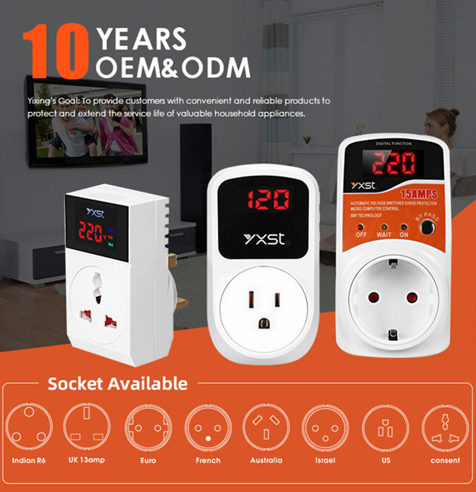 Universal Type Socket Voltage Protector Household European Plug Adjust ...